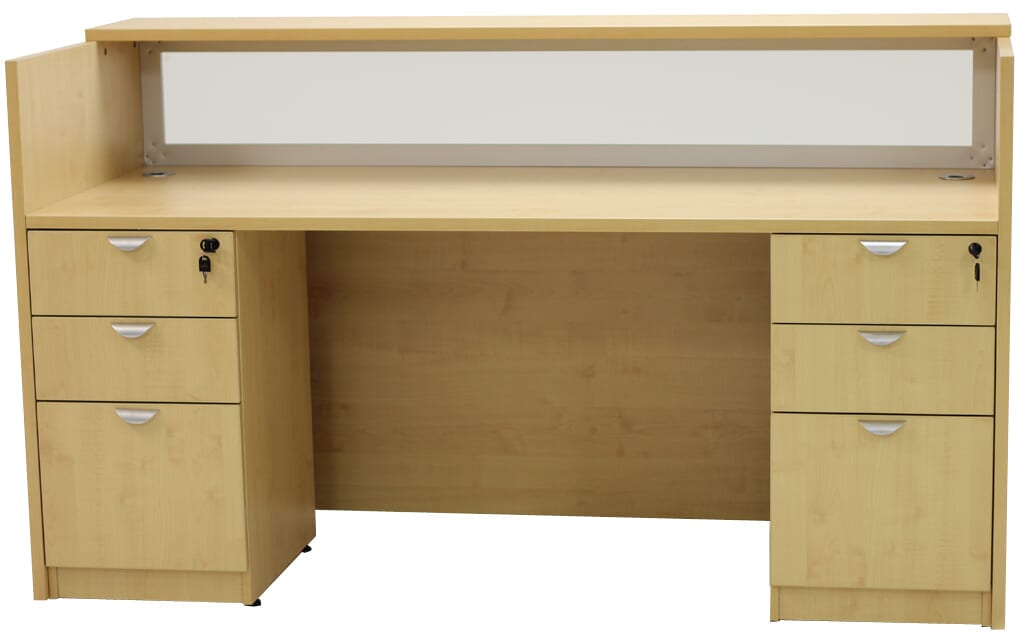Maple Rectangular Reception Desk w/Frosted Glass Panel