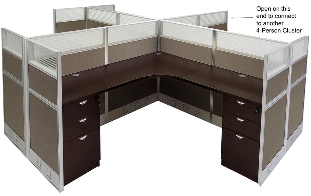 12'W x 12'D x 48"H Value Series Complete 4-Person Cluster Office ...