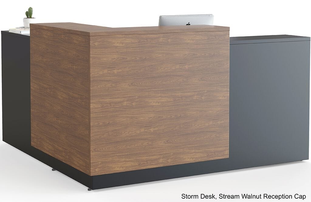 6' x 6' Small Office Contrasts Custom L-Shaped Reception Desk w/ Right ...