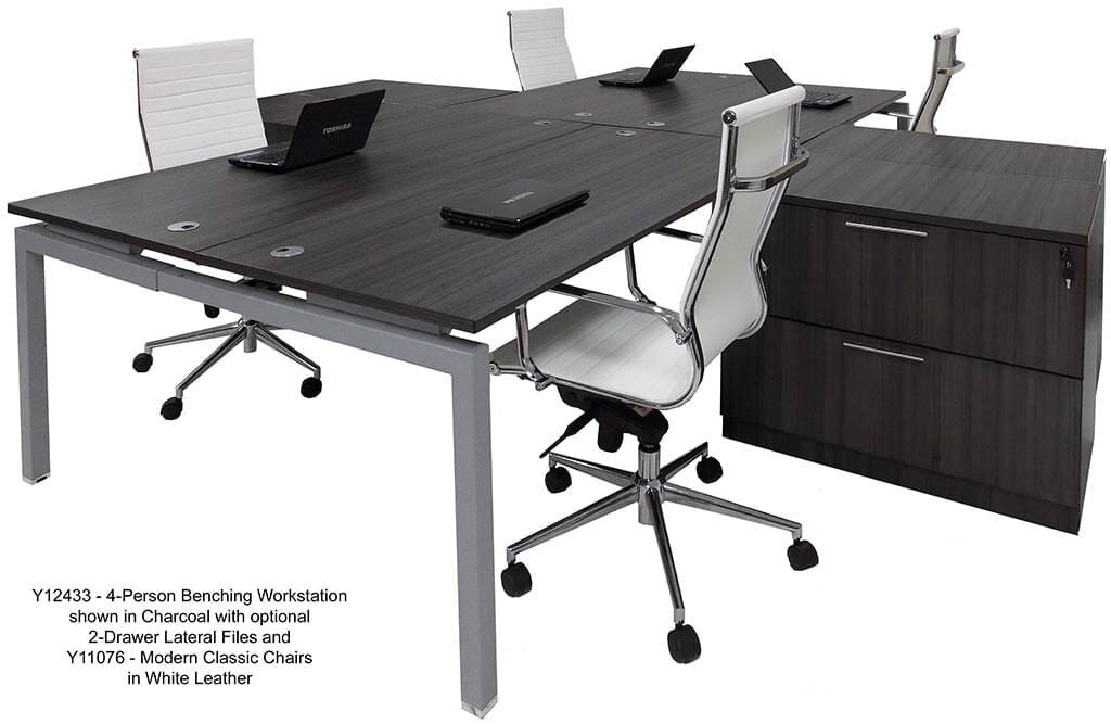 4-Person Collaborative Open Office Benching Workstation w/48" x 24 ...