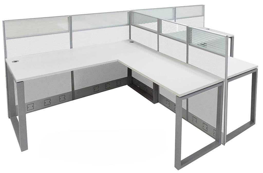 TrendSpaces Washable White Laminate Cubicles w/Glass Series - 48"H Open ...