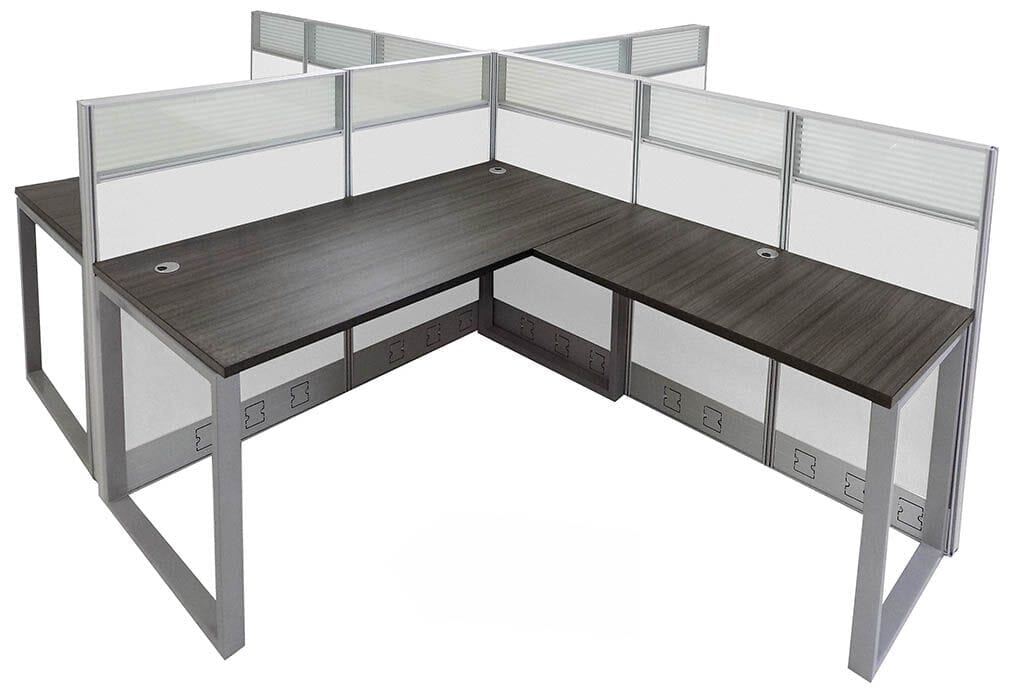 TrendSpaces Washable White Laminate Cubicles w/Glass Series - 48"H Open ...