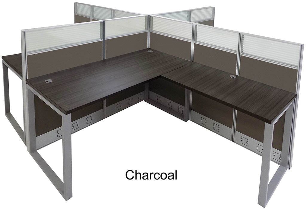 TrendSpaces Value Cubicle Series - 4 Person L-Shaped Cubicle