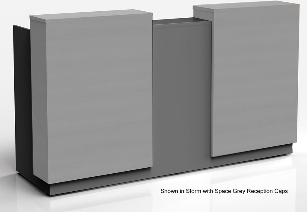 8'W Two-Person Contrasts Custom Standing Height Reception Desk with Drawers