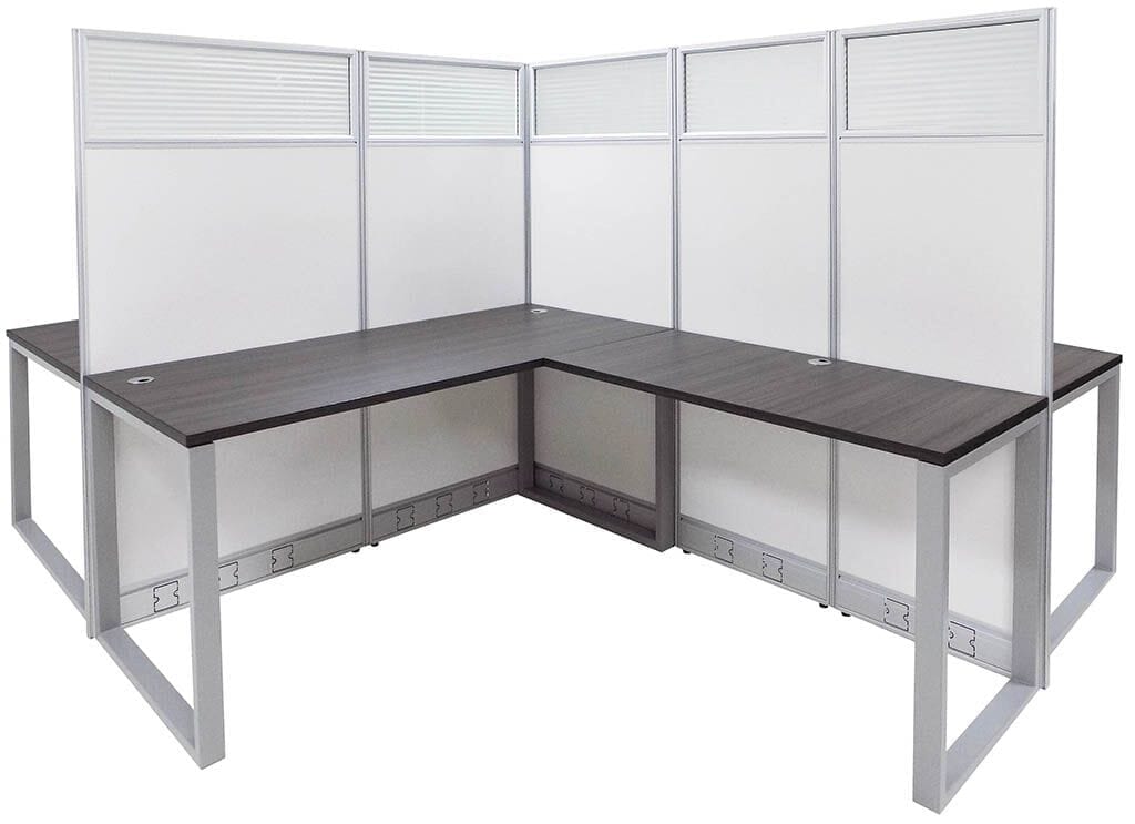TrendSpaces Washable White Laminate Cubicles w/Glass Series - 67"H Open ...