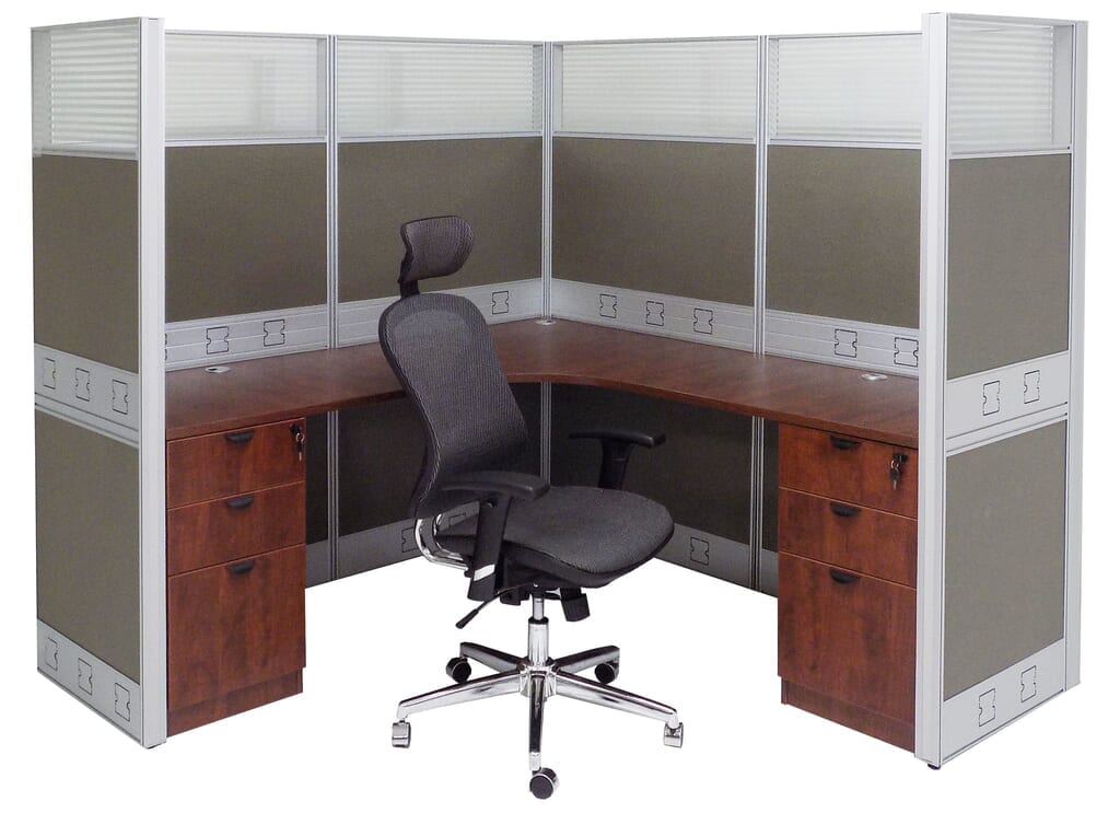 72" x 72" x 48"H Premium Series Complete L-Shaped Cubicle w/Files ...