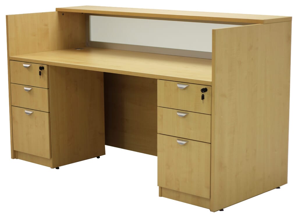 Maple Rectangular Reception Desk w/Frosted Glass Panel