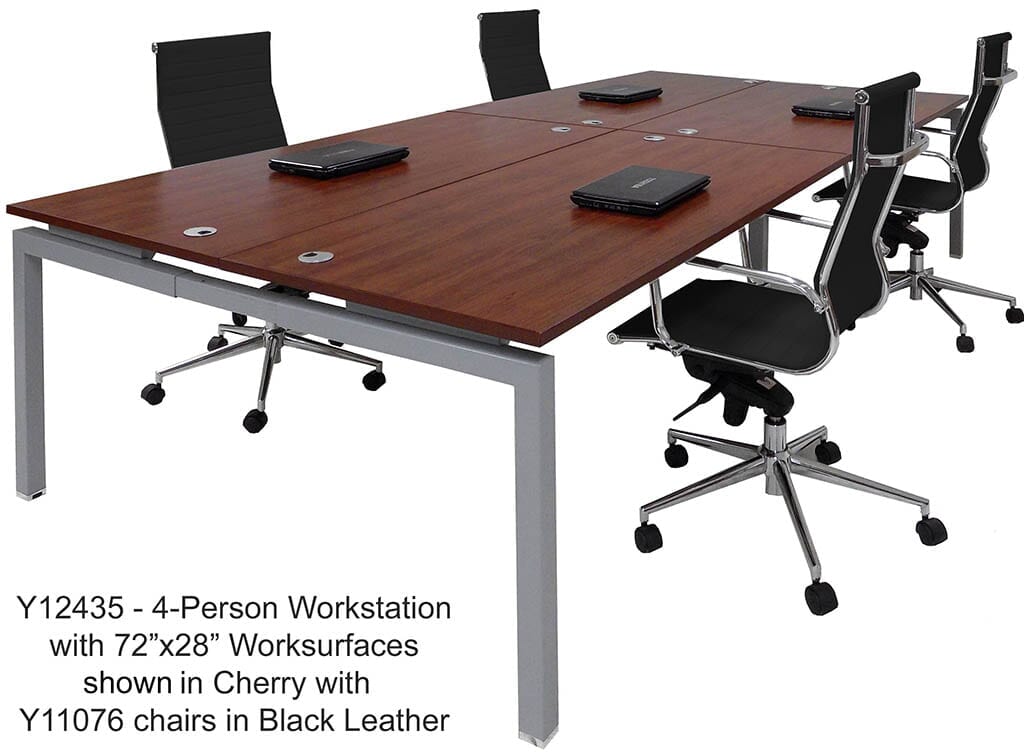 4-Person Collaborative Open Office Benching Workstation w/48" x 24 ...