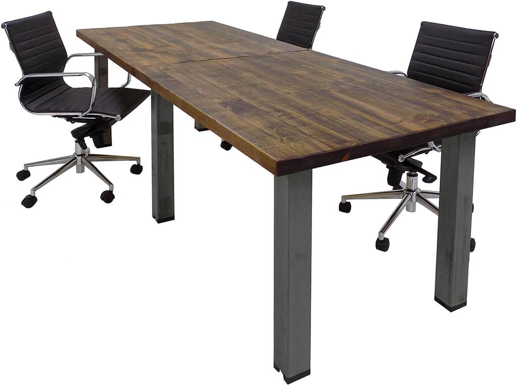 Solid Wood Rectangular Conference Table with Industrial Steel Legs - 8 ...