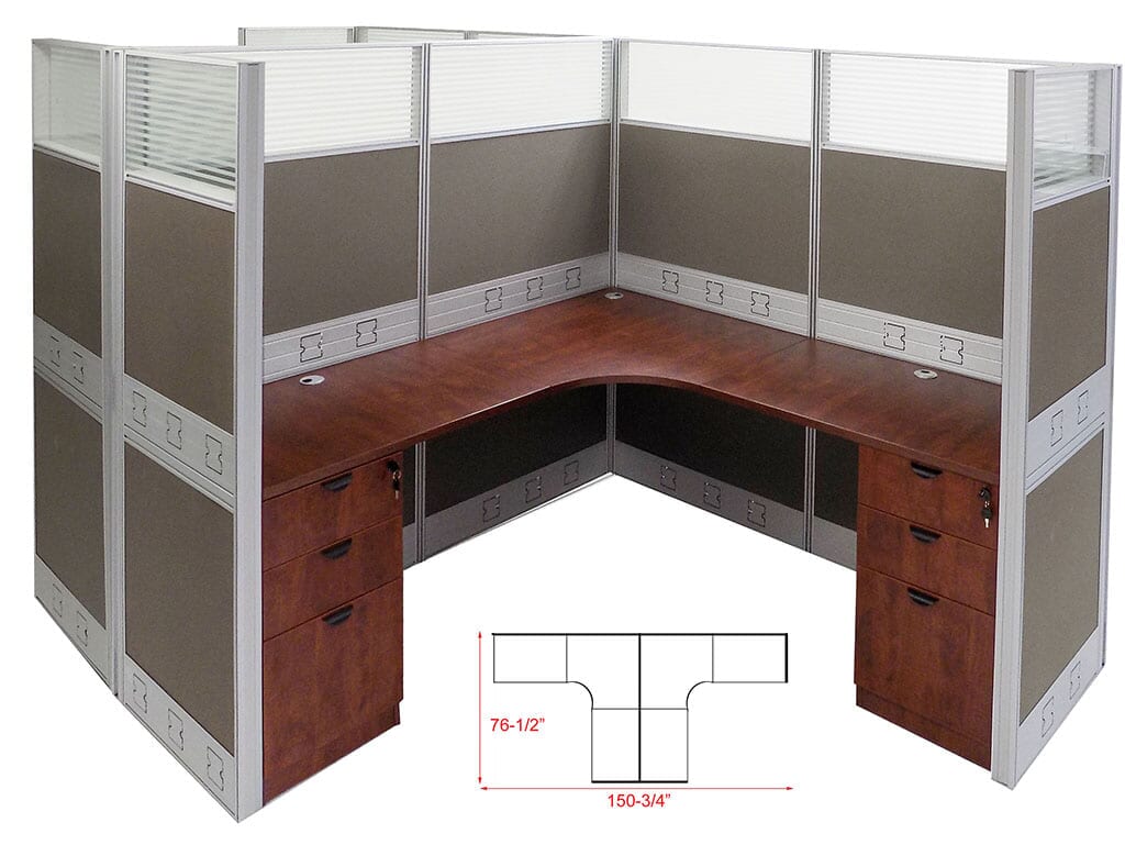 12'W x 6'D x 48"H Premium Series Complete 2-Person L-Shaped Office ...