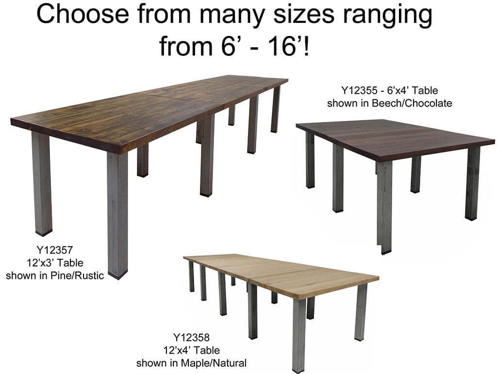 Solid Wood Rectangular Conference Table with Industrial Steel Legs - 8 ...