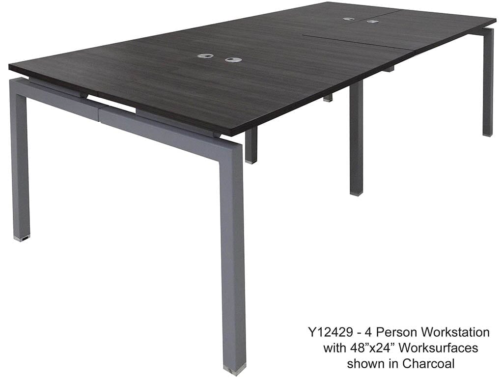 4-Person Collaborative Open Office Benching Workstation w/48" x 24 ...