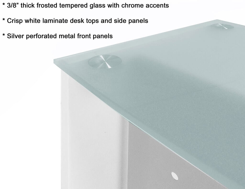 White Semi-Circular Glass Top Reception Desk