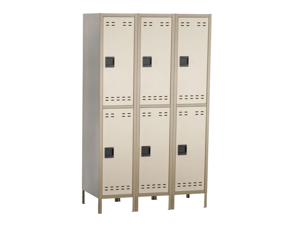 Heavy Duty Steel 6-Person 78"H Double Tier Locker Set in Tan