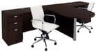 Cherry Laminate 2-Person Peninsula Workstation w/Hutches