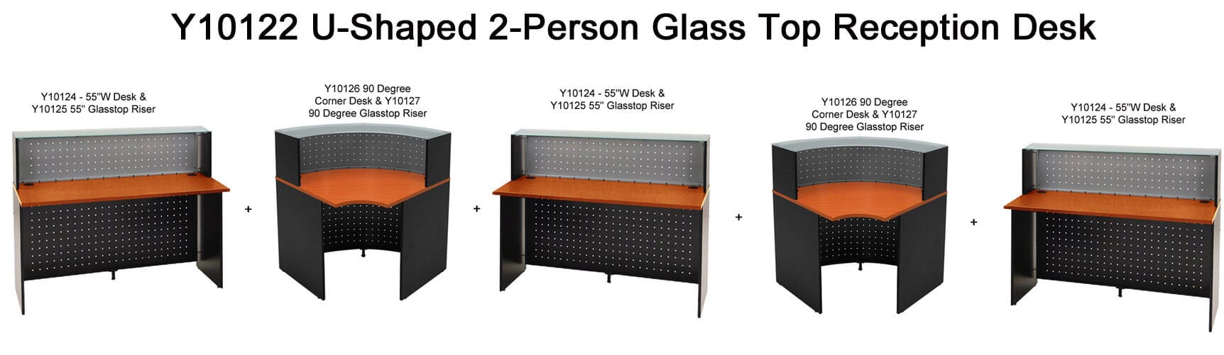 U-Shaped 2-Person Glass Top Reception Desk