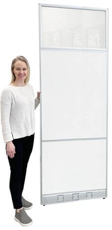 7'H Tall White Laminate Office Panels w/Glass Window - 24"W x 7'H - See ...
