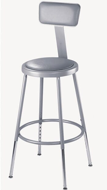 Adj. Height Heavy-Duty Padded Lab Stools w/Backrest -19"-27" Lab Stool ...