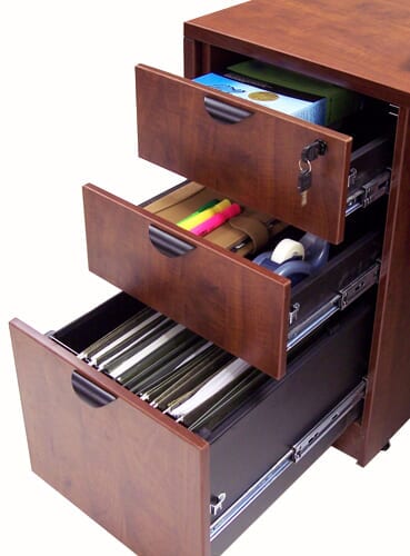 Rectangular Cherry Laminate Reception Desk with Drawers