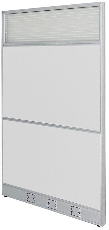 36"W x 67"H Washable White Laminate Single Raceway Panel w/Glass Window