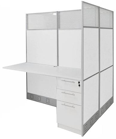 60"W White Laminate Washable Cubicles - 60"W x 24"D x 48"H Starter Cubicle