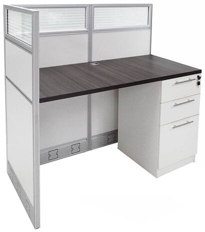 48"W White Laminate Washable Cubicles - 48"W x 24"D x 48"H Starter Cubicle