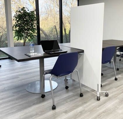 36"W x 60"H White Laminate Mobile Conference Table Divider - IN STOCK!