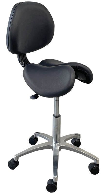 Leather 300 Lbs. Capacity Split Seat Saddle Stool w/Backrest - 22" - 29 ...