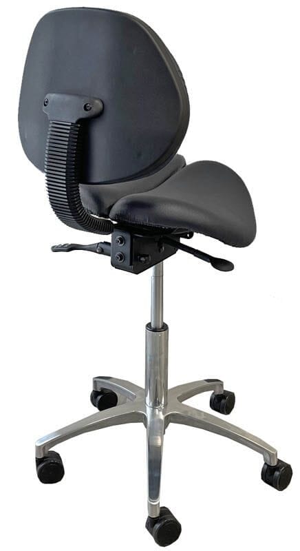 Leather 300 Lbs. Capacity Split Seat Saddle Stool w/Backrest - 22" - 29 ...