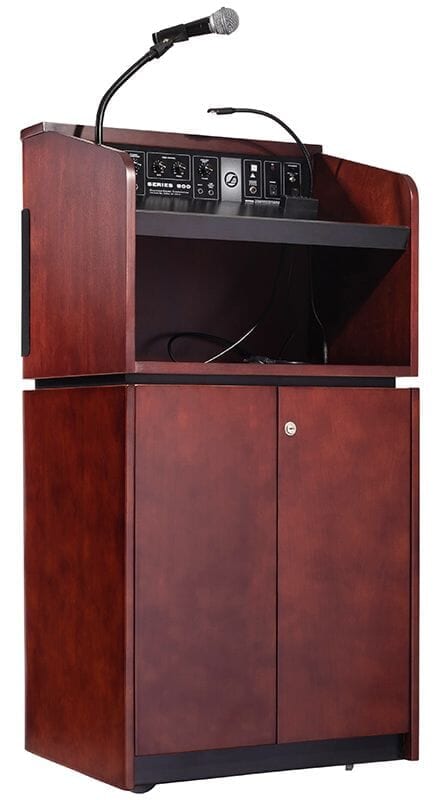 Wood Veneer Floor Lectern with Sound System