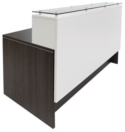 Emerge Glass Top Reception Desk w/Drawers & LED Light - 66"W x 31"D