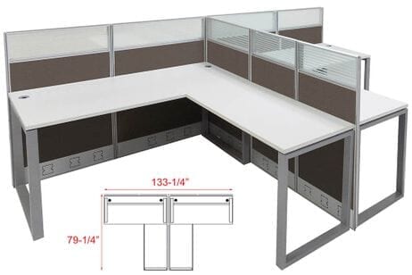 TrendSpaces Value Cubicle Series - 4 Person Cluster Cubicle