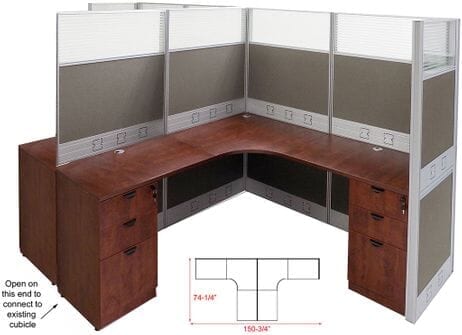 12'W x 6'D x 48"H Premium Series Complete 2-Person L-Shaped Office ...