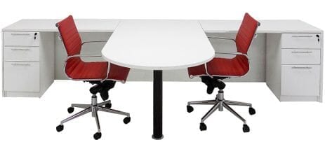 White 2-Person Shared Office Desk