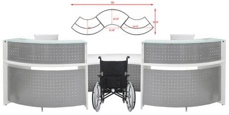 White Curved Wave Glass Top ADA Reception Desk