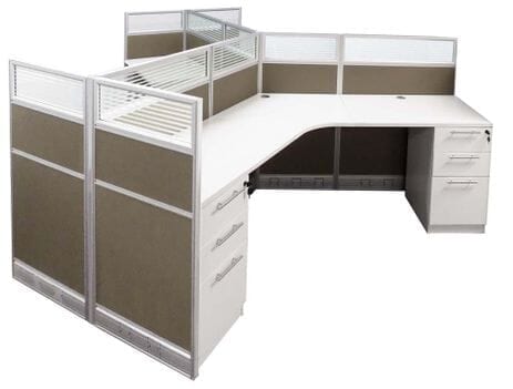 48"H Value Series Taupe Fabric 3-Person Cubicle - 131" x 114" Starter ...