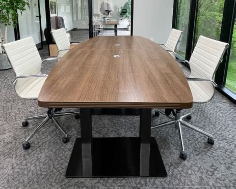 8' x 4' Boat Shape Conference Table with Black Steel Bases - Other ...