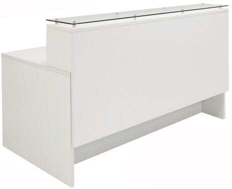 Emerge Glass Top Reception Desk w/Drawers & LED Light - 66"W x 31"D