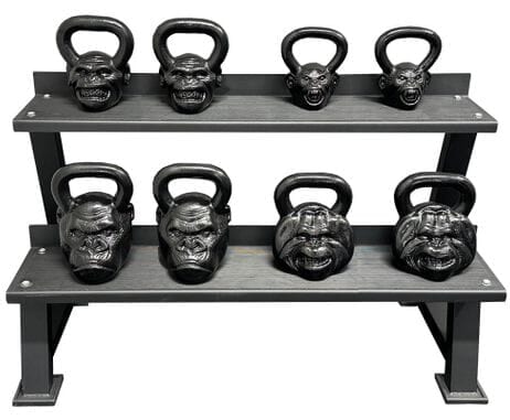 8-Piece Monkey Head Cast Iron Kettlebell Set w/ Storage Rack