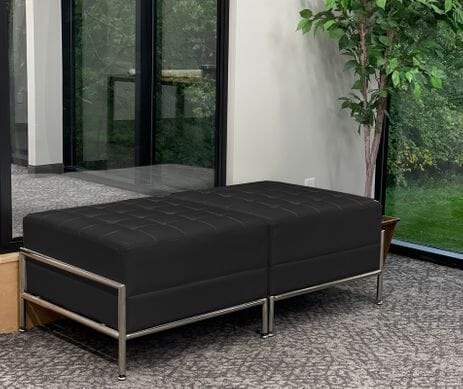 Black Tufted Modular Bench Series - 2 Person Bench
