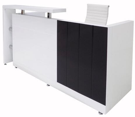 79"W Black and White High Gloss Reception Desk