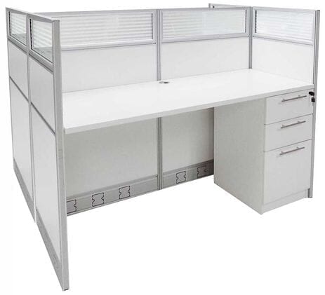 60"W White Laminate Washable Cubicles - 60"W x 24"D x 48"H Starter Cubicle