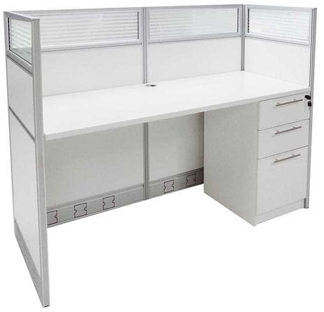 60"W White Laminate Washable Cubicles - 60"W x 24"D x 48"H Starter Cubicle