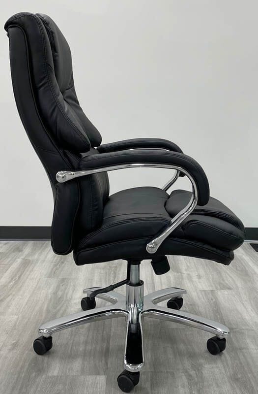 8'x 4' Charcoal Disc Base Table w/6 Big & Tall Leather Chairs ...