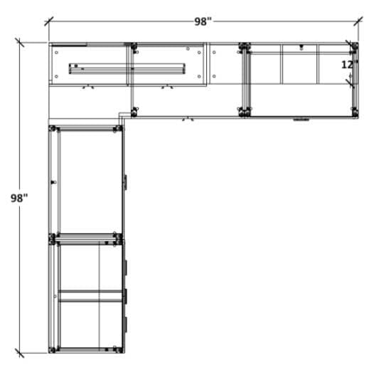 98" x 98" Custom L-Shaped Counter Height Workstation with Hutch and 36 ...