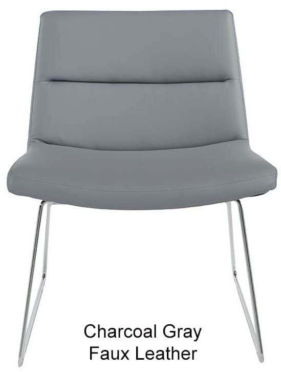 Modern Faux Leather Armless Guest Chair with Chrome Frame