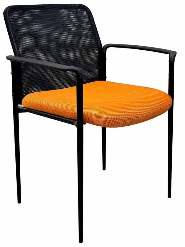 8' Mocha Oval Racetrack Table w/6 Orange Mesh Stacking Chairs ...