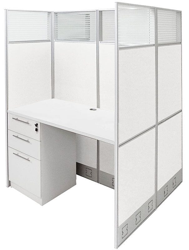48"W White Laminate Washable Cubicles - 48"W x 24"D x 48"H Starter Cubicle