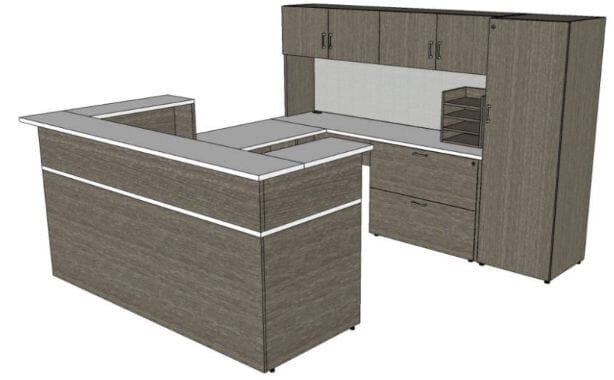 Ovation Custom Reception Workstation w/Wardrobe Cabinet