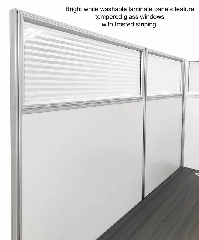 TrendSpaces Washable White Laminate Cubicles w/Glass Series - 67"H Open ...